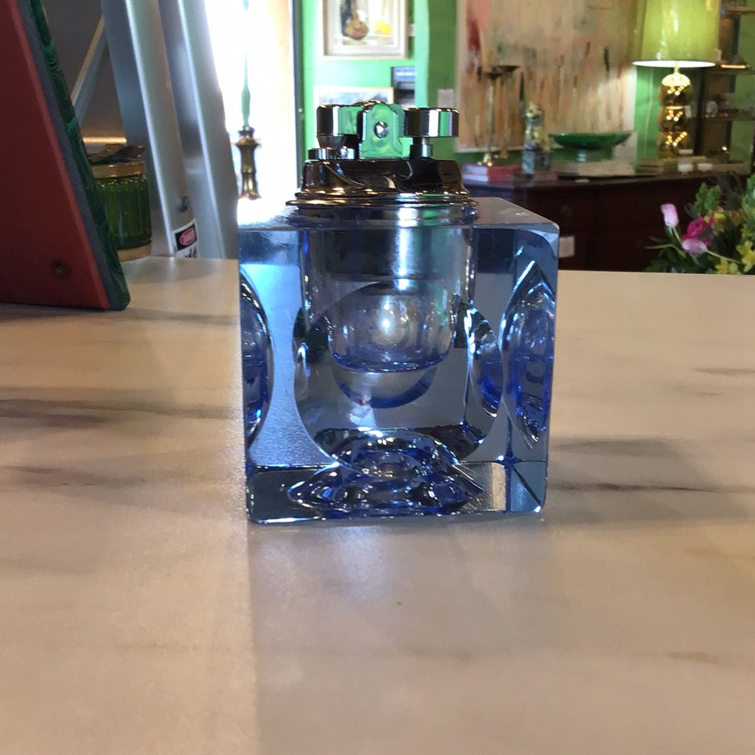 Ice Blue Glass Cube Table Lighter – Brooke Drake Design