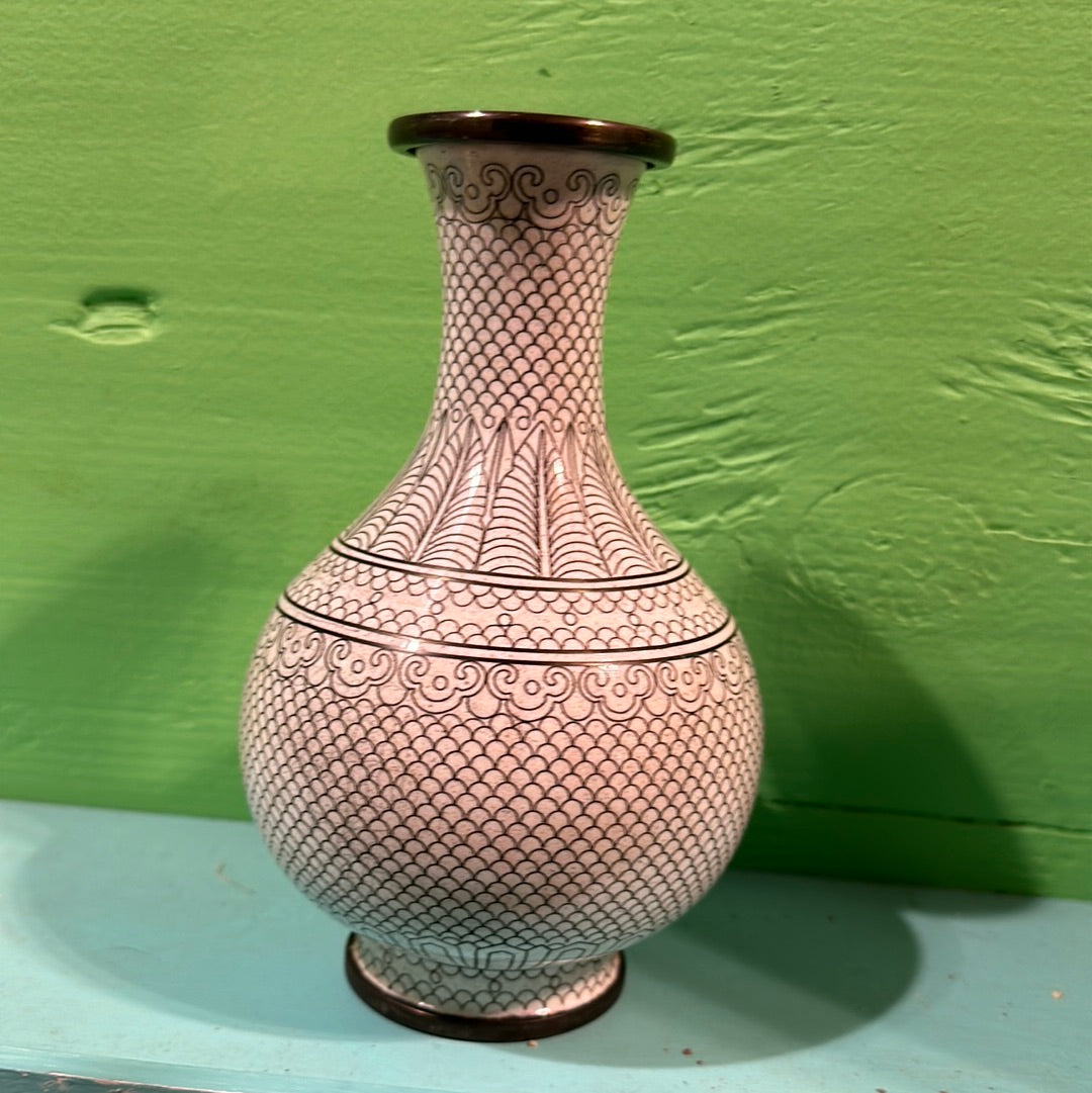 White Cloisonne Vase – Brooke Drake Design
