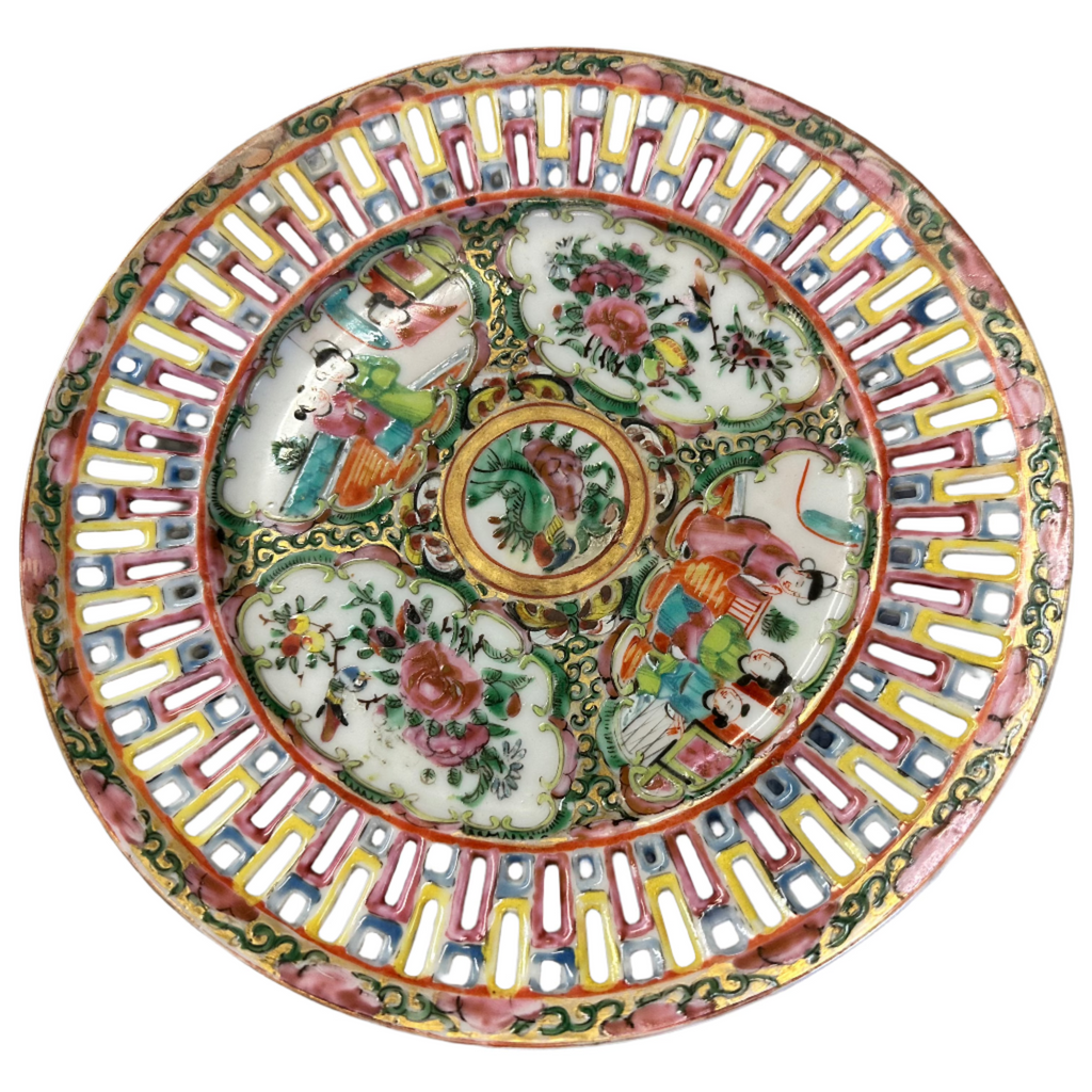 Rose Medallion Reticulated plate – Brooke Drake Design